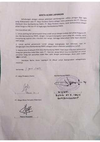 contoh BA Penolakan RT05 Bambankerep RW05 | PDF