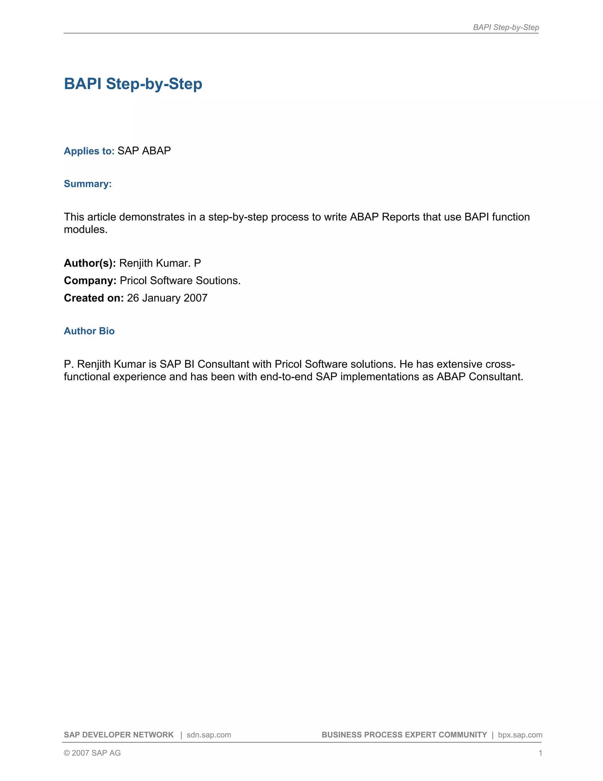 Bapi step-by-step | PDF