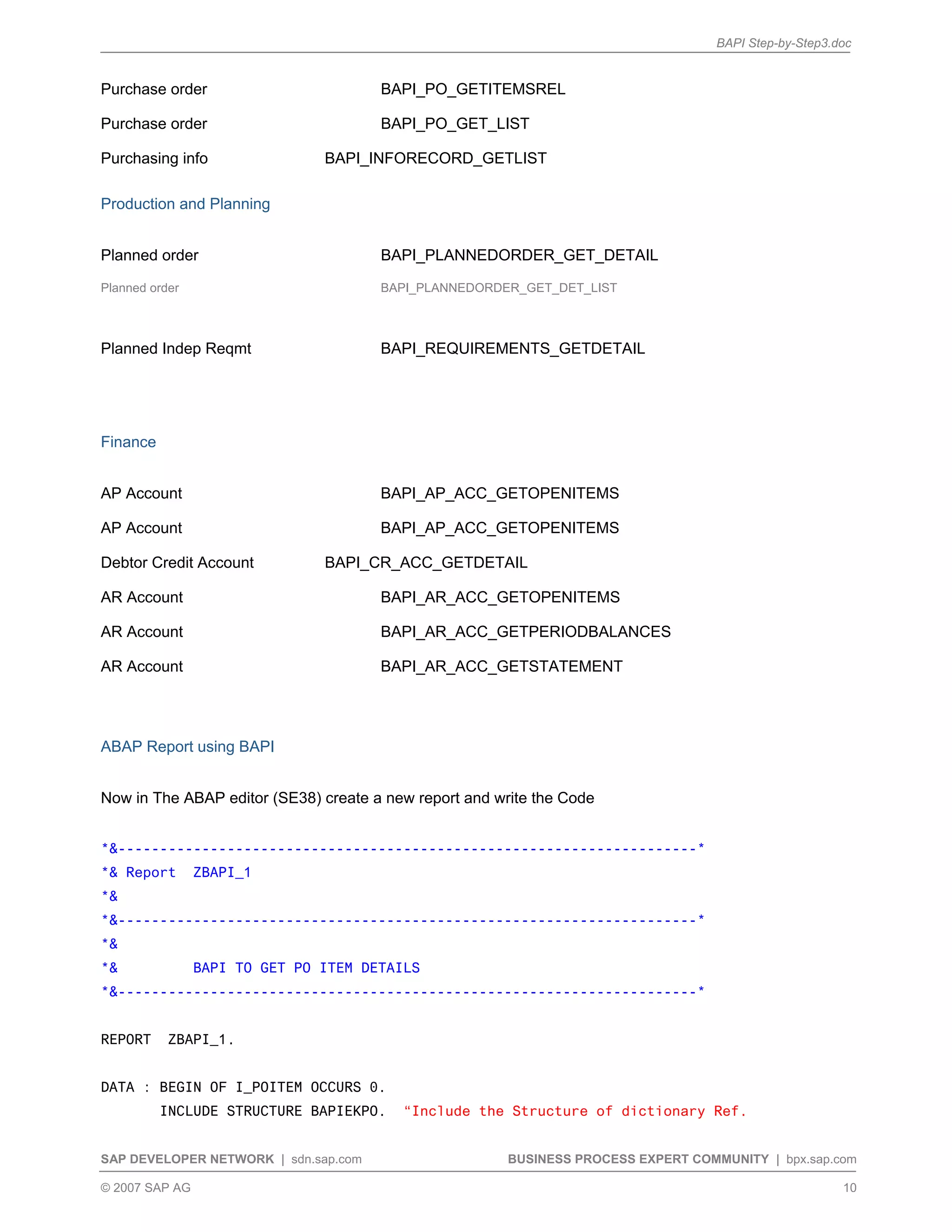 Bapi step-by-step | PDF