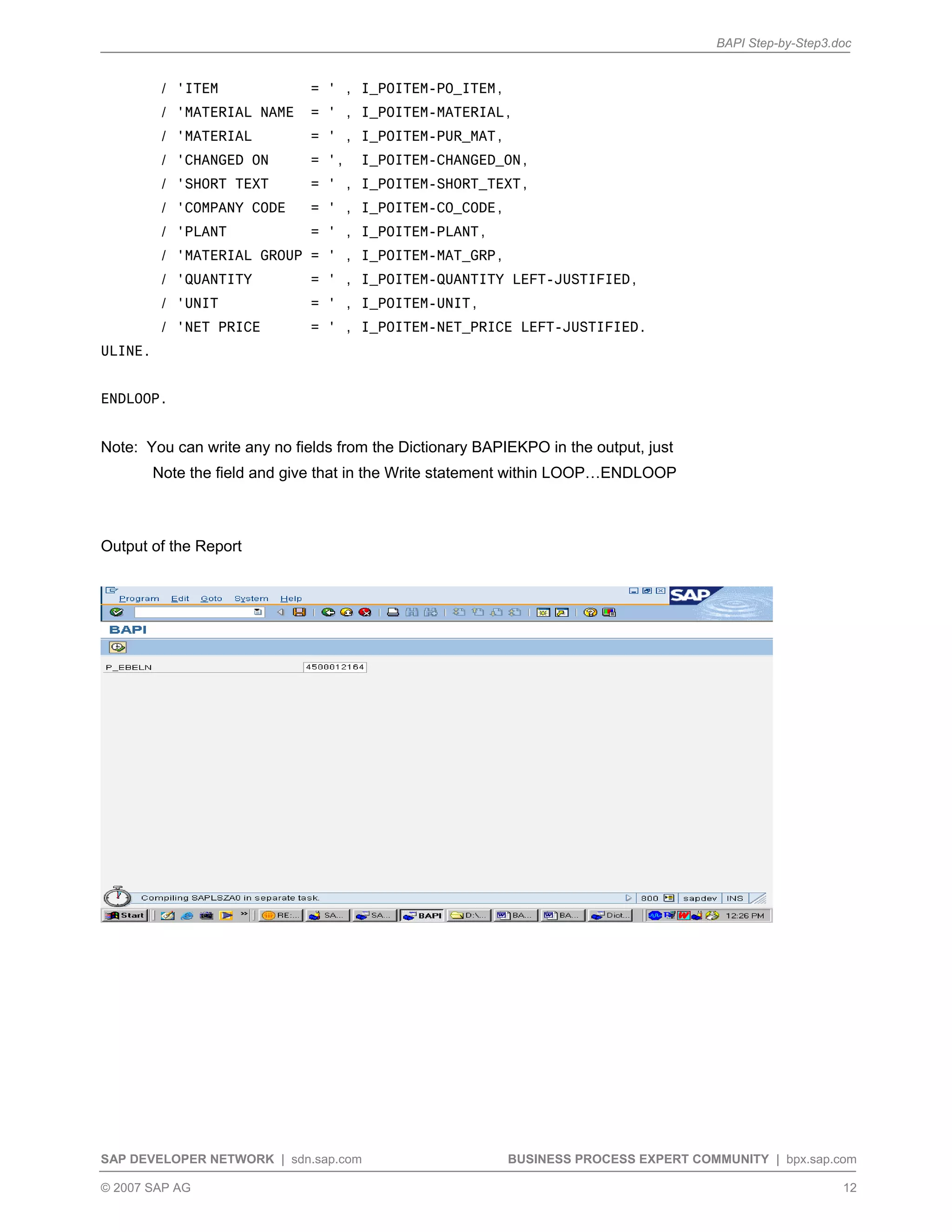 Bapi step-by-step | PDF