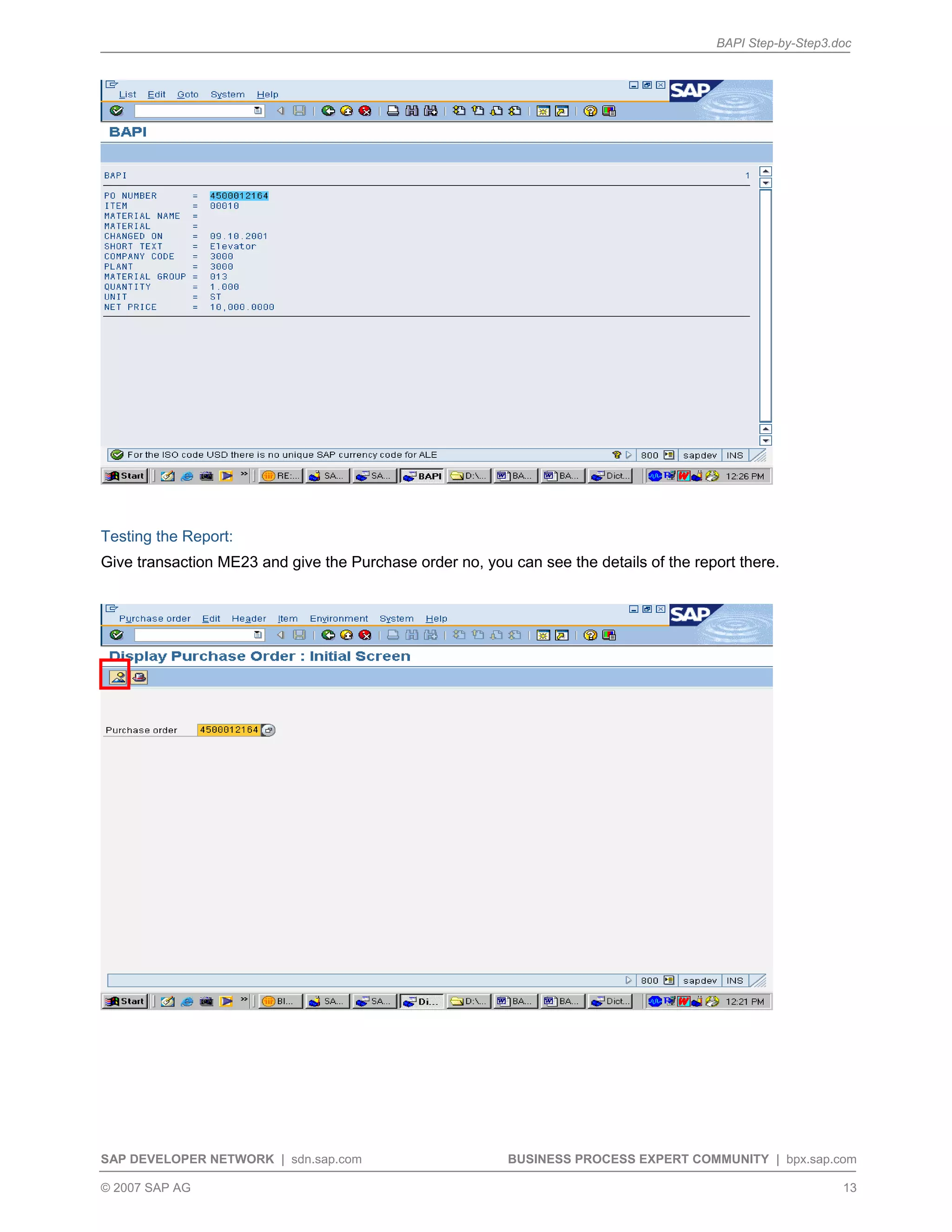 Bapi step-by-step | PDF