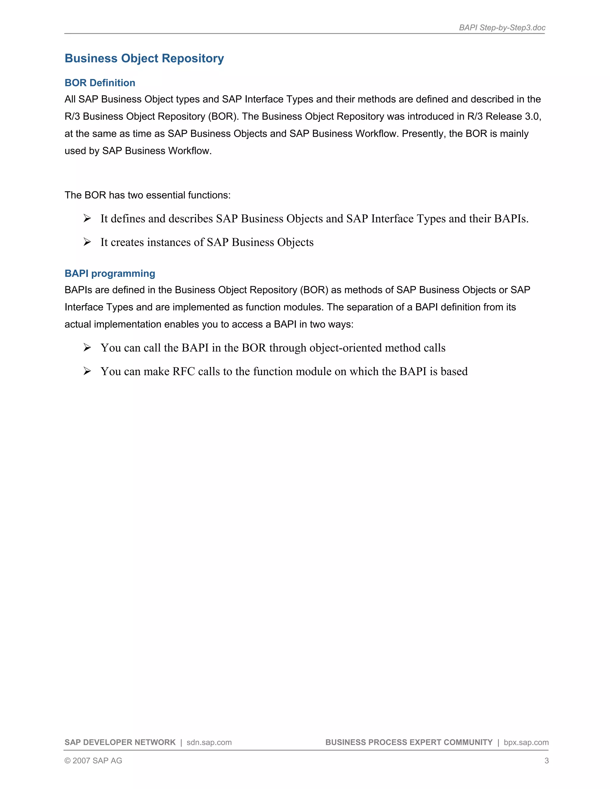 Bapi step-by-step | PDF