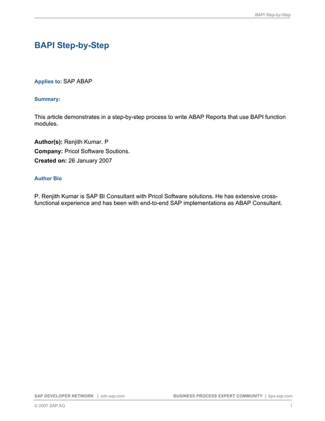 Bapi step-by-step | PDF