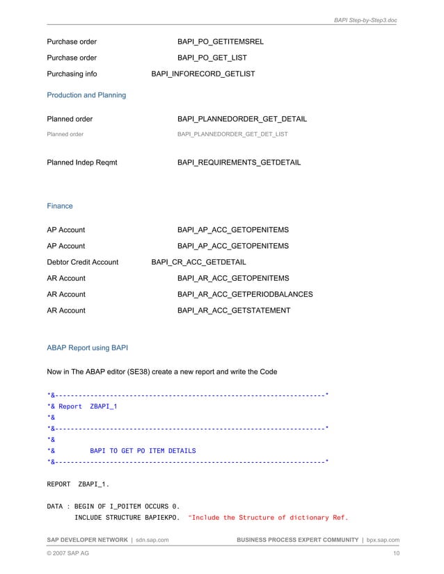 Bapi step-by-step | PDF