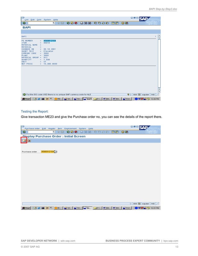 Bapi step-by-step | PDF