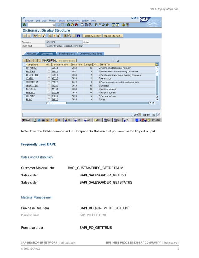Bapi step-by-step | PDF