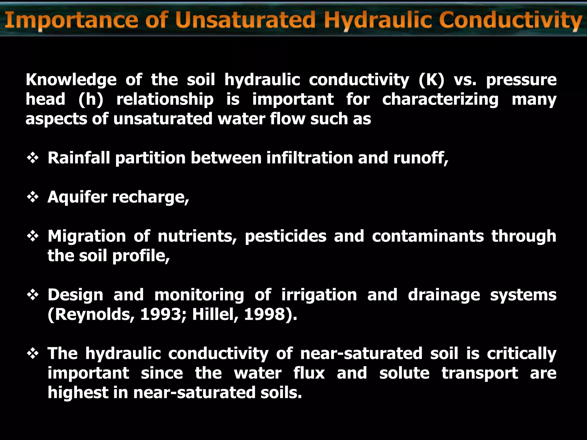 Unsaturated hydraulic conductivity of soil | PPTX