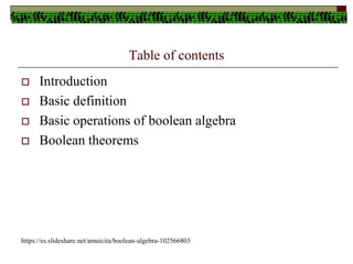 Boolean Algebra | PPTX