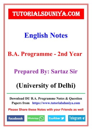 Ba programme english notes Sartaz Sir Notes | PDF