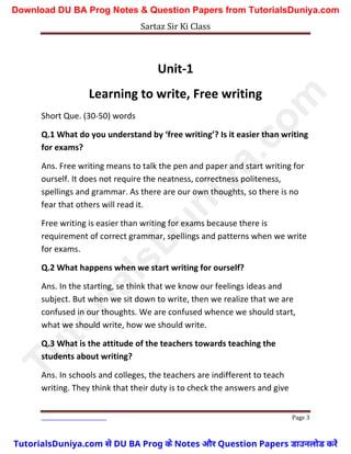 Ba programme english notes Sartaz Sir Notes | PDF