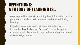 Ba PT final theories of learning and schemas | PPTX