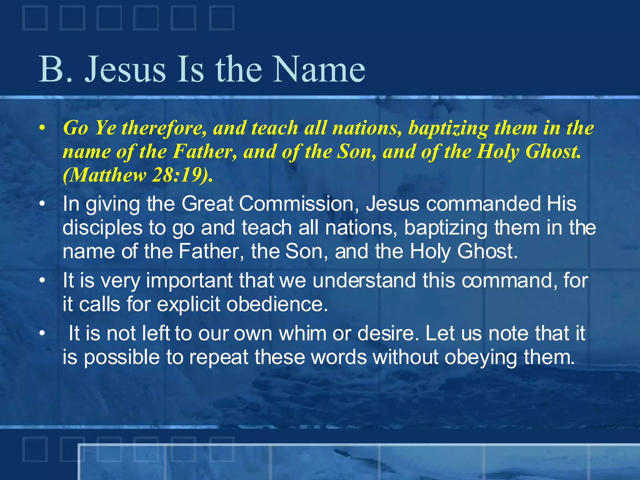 Baptism In Jesus Name | PPT