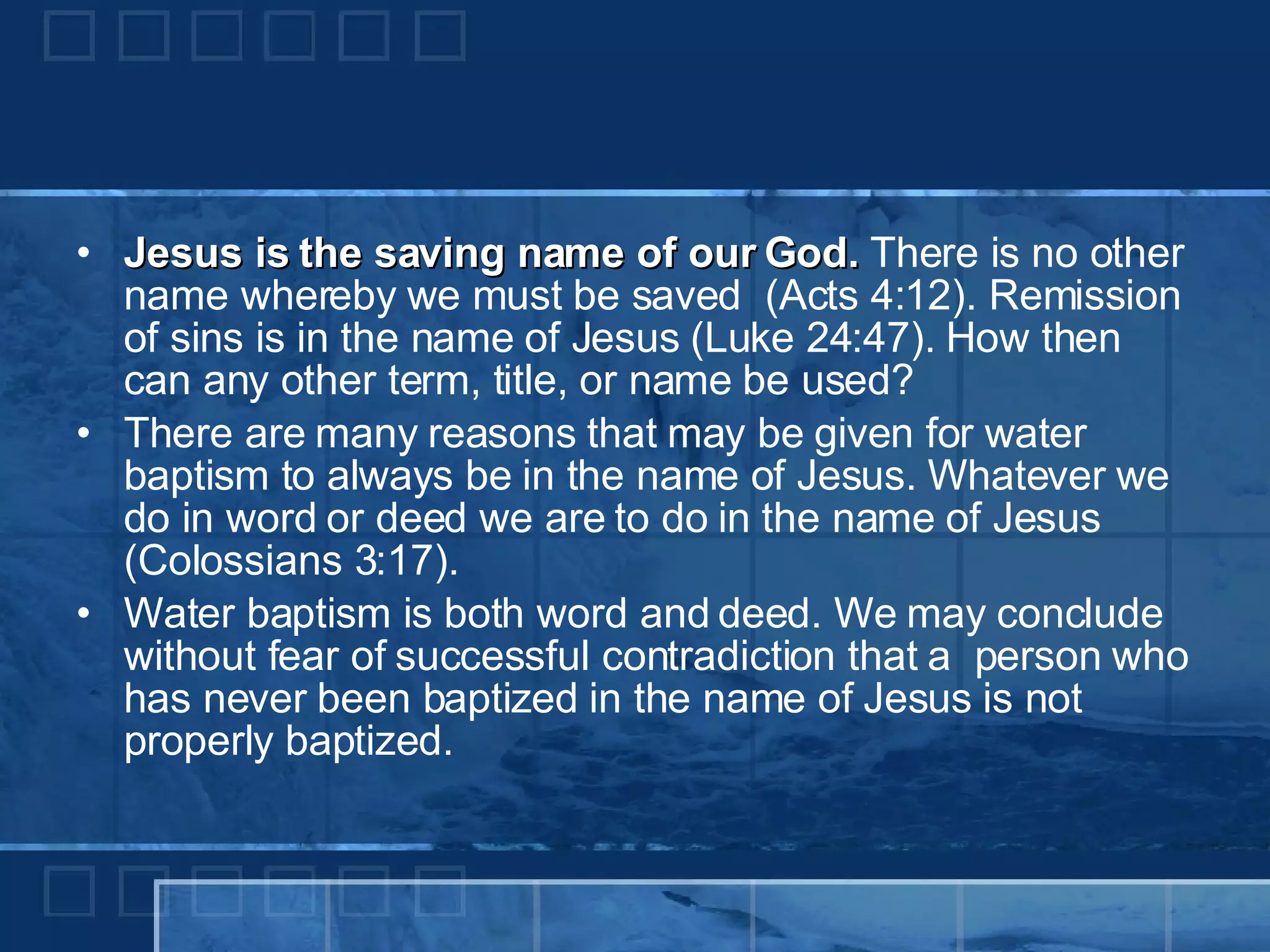 Baptism In Jesus Name | PPT