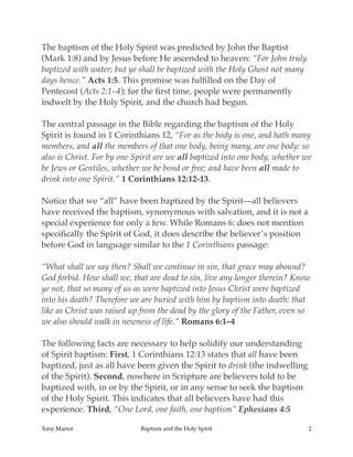 Baptism and the Holy Spirit | PDF