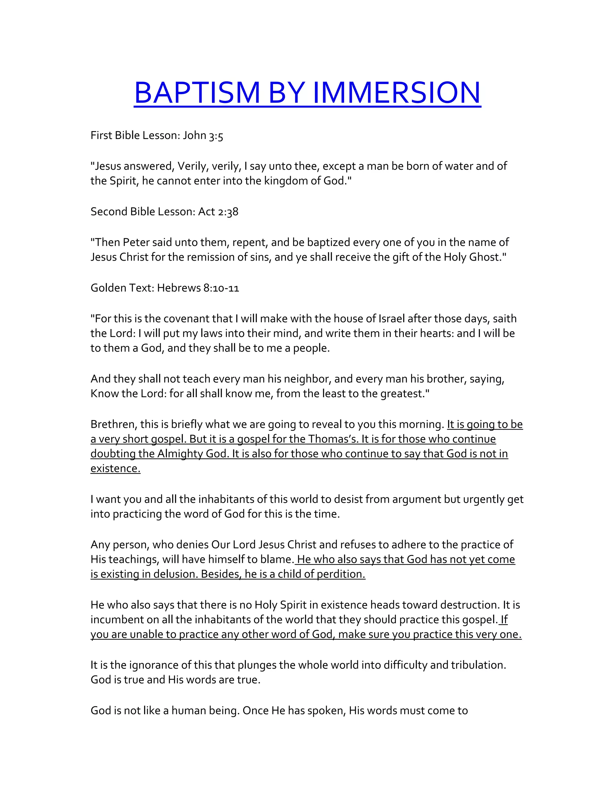 Baptism by immersion | DOCX