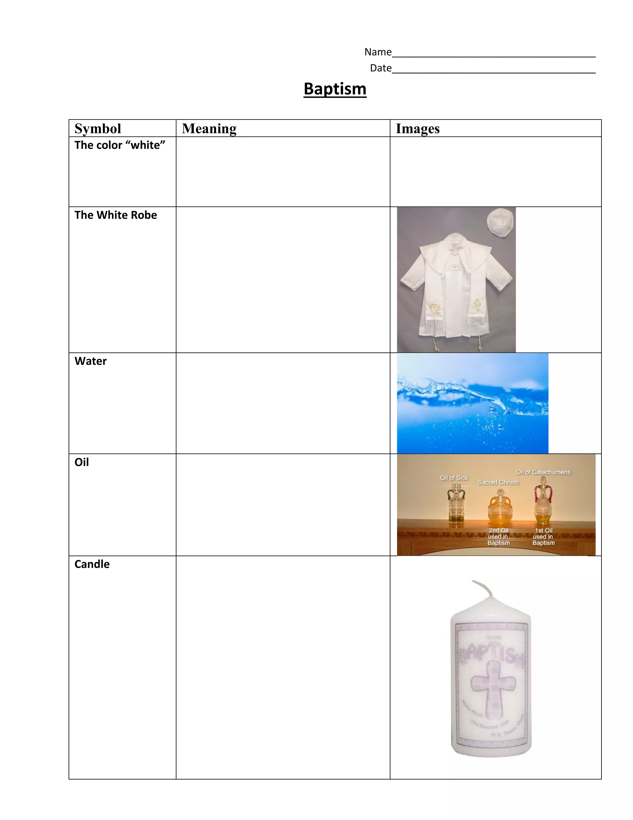 Baptism Worksheet-Blank | PDF