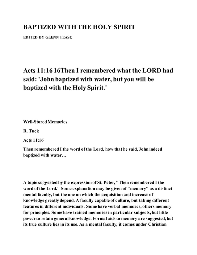 Baptized with the holy spirit | DOCX