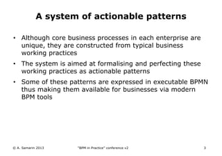 Business Architecture Patterns (BPM in Practice conference) | PPTX