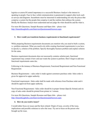 Business Analyst Interview Questions with Answers | DOC | Business ...