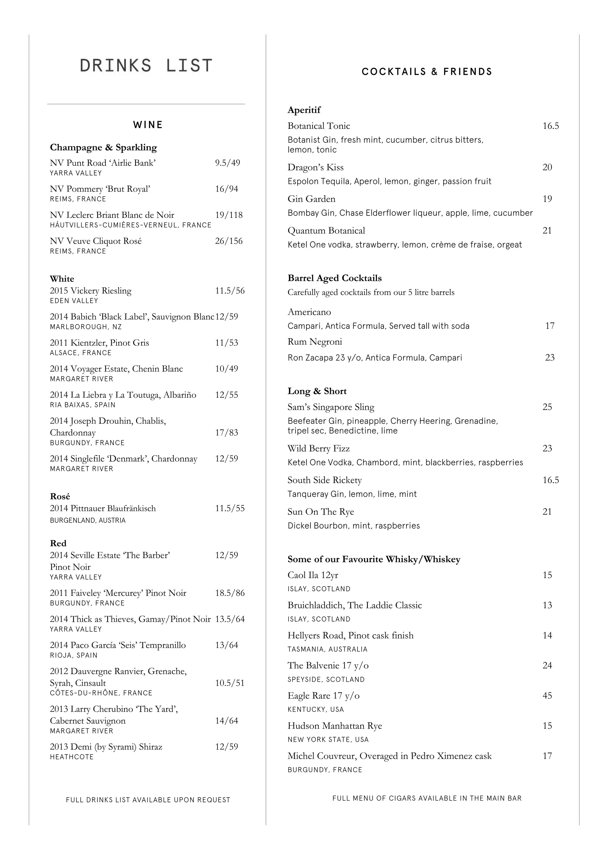 Bar & Bistro Menu - The Botanical | PDF
