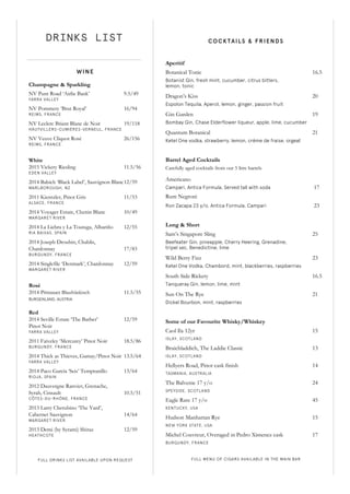 Bar & Bistro Menu - The Botanical | PDF