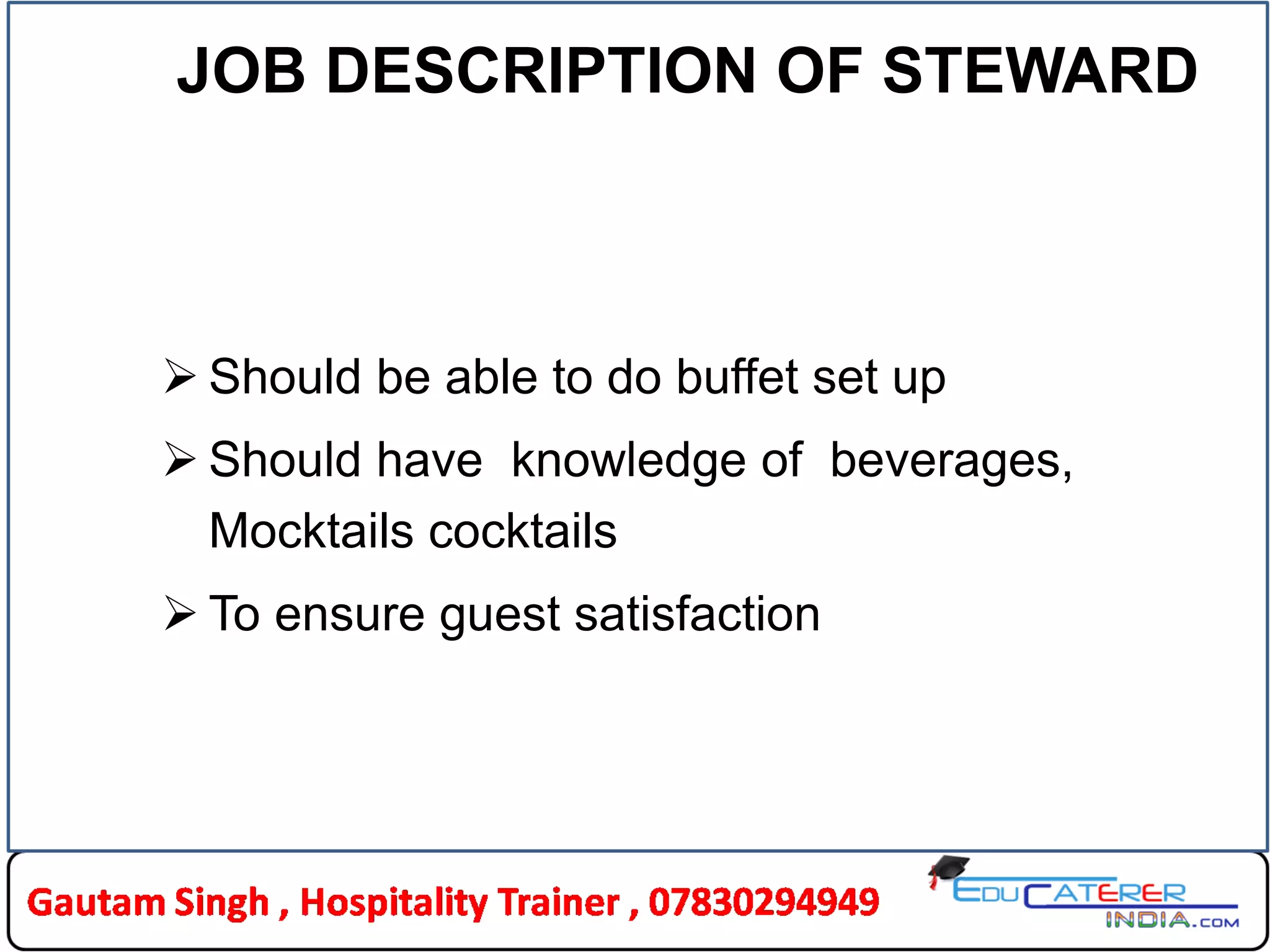 Bar staff job description specification | PPT