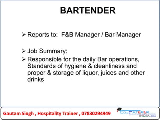 Bar staff job description specification | PPT
