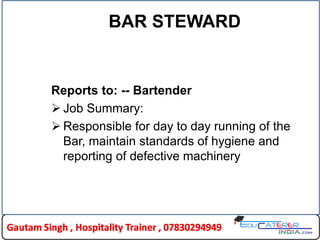 Bar staff job description specification | PPT