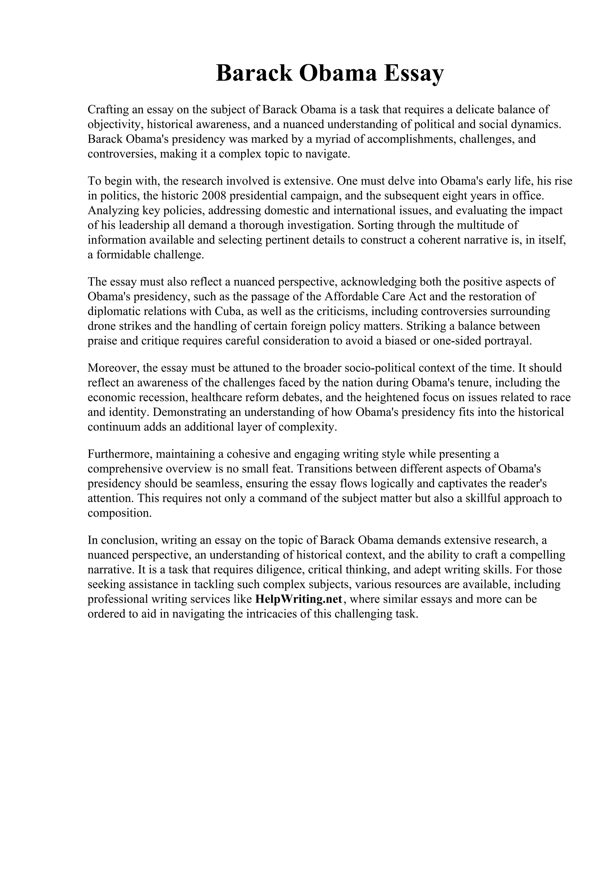 Barack Obama Essay | PDF