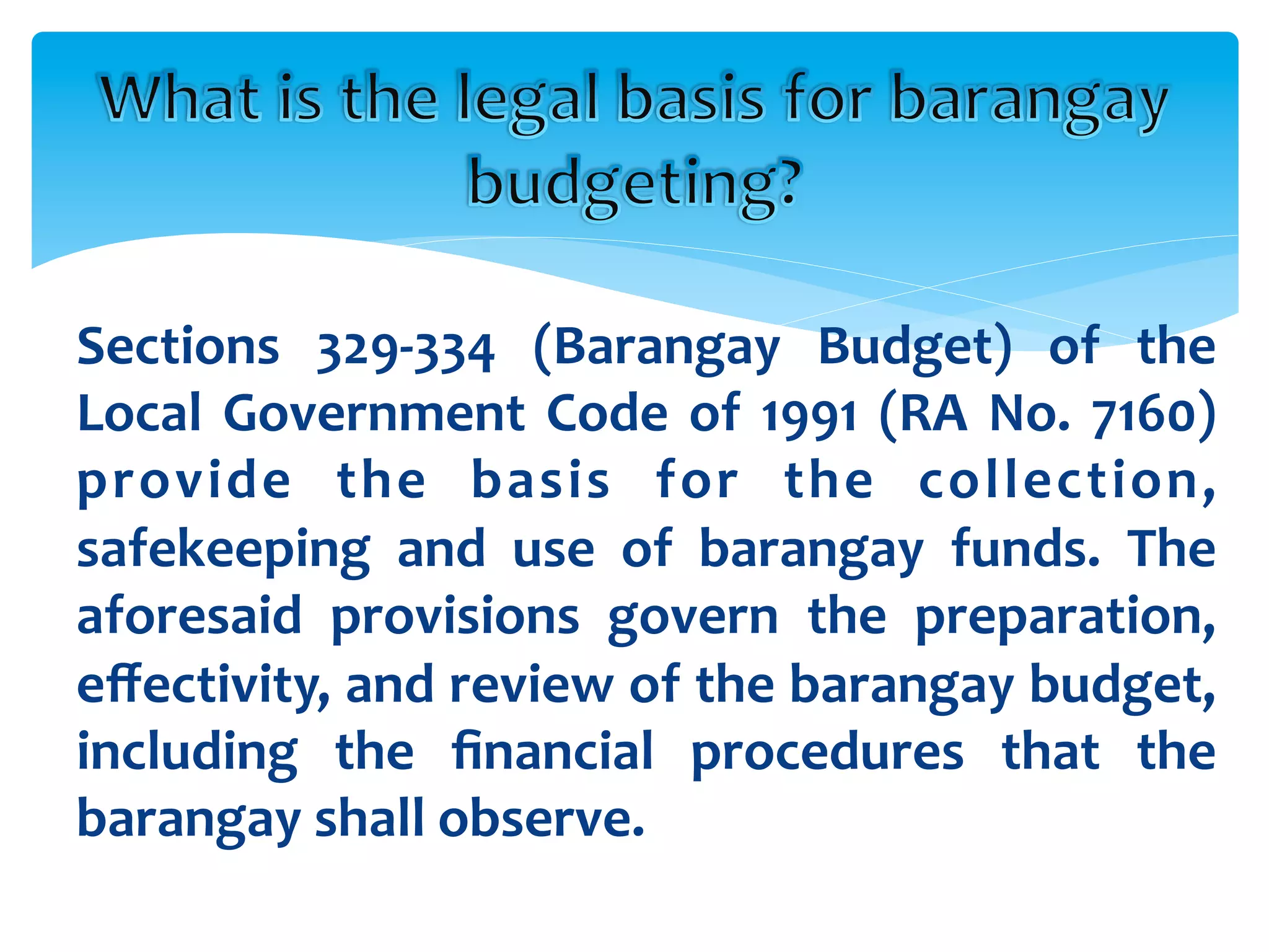 Barangay budgetary process | PDF