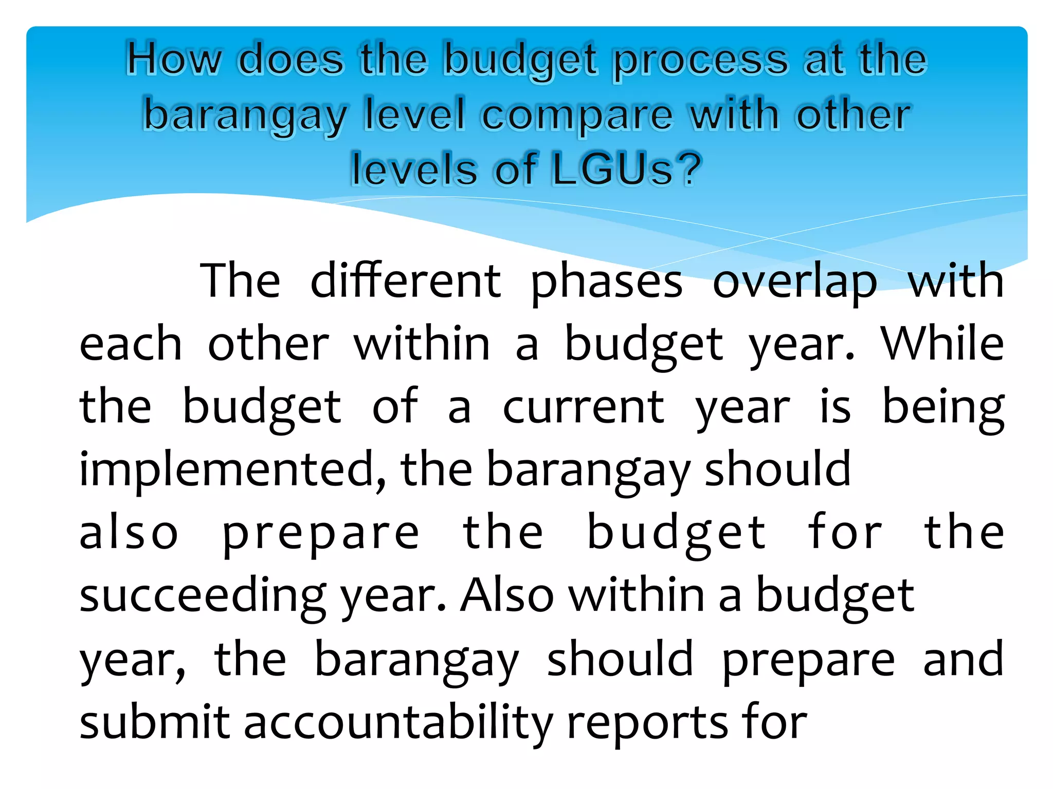 Barangay budgetary process | PDF