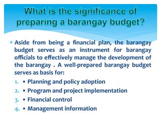 Barangay budgetary process | PDF