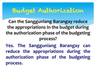 Barangay budgetary process | PDF
