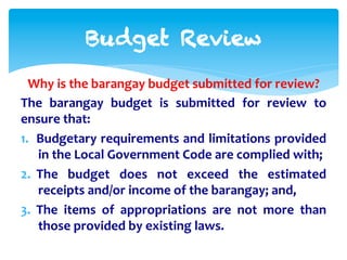Barangay budgetary process | PDF