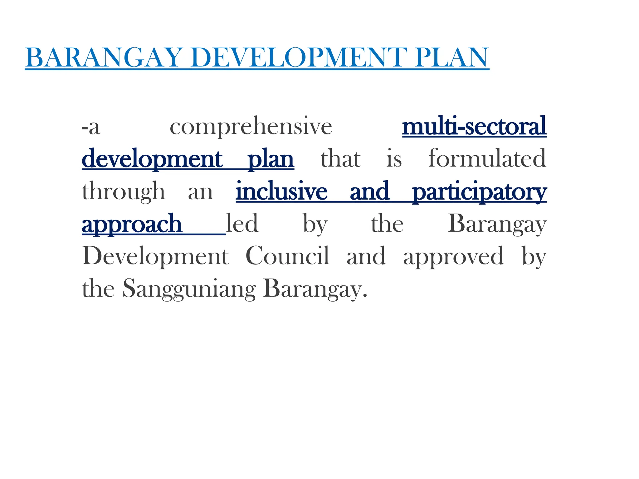 Barangay Development Planning ---------- | PPT