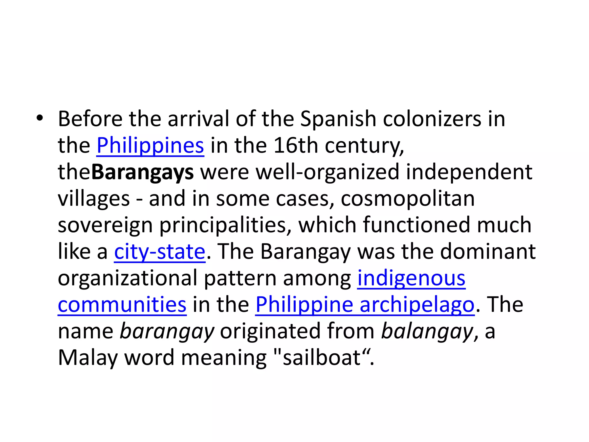 Barangay (pre colonial) | PPTX