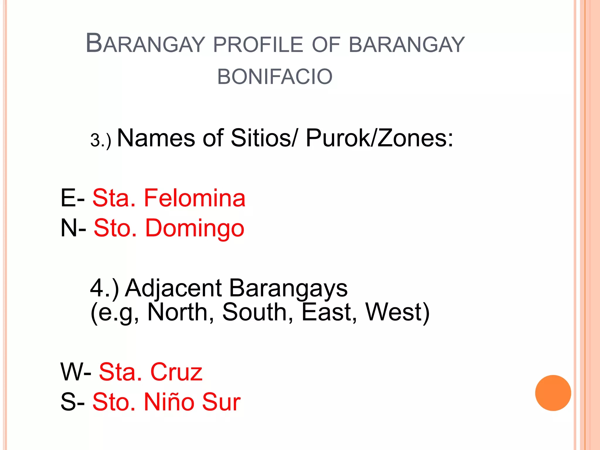 Barangay profile of barangay bonifacio | PPTX