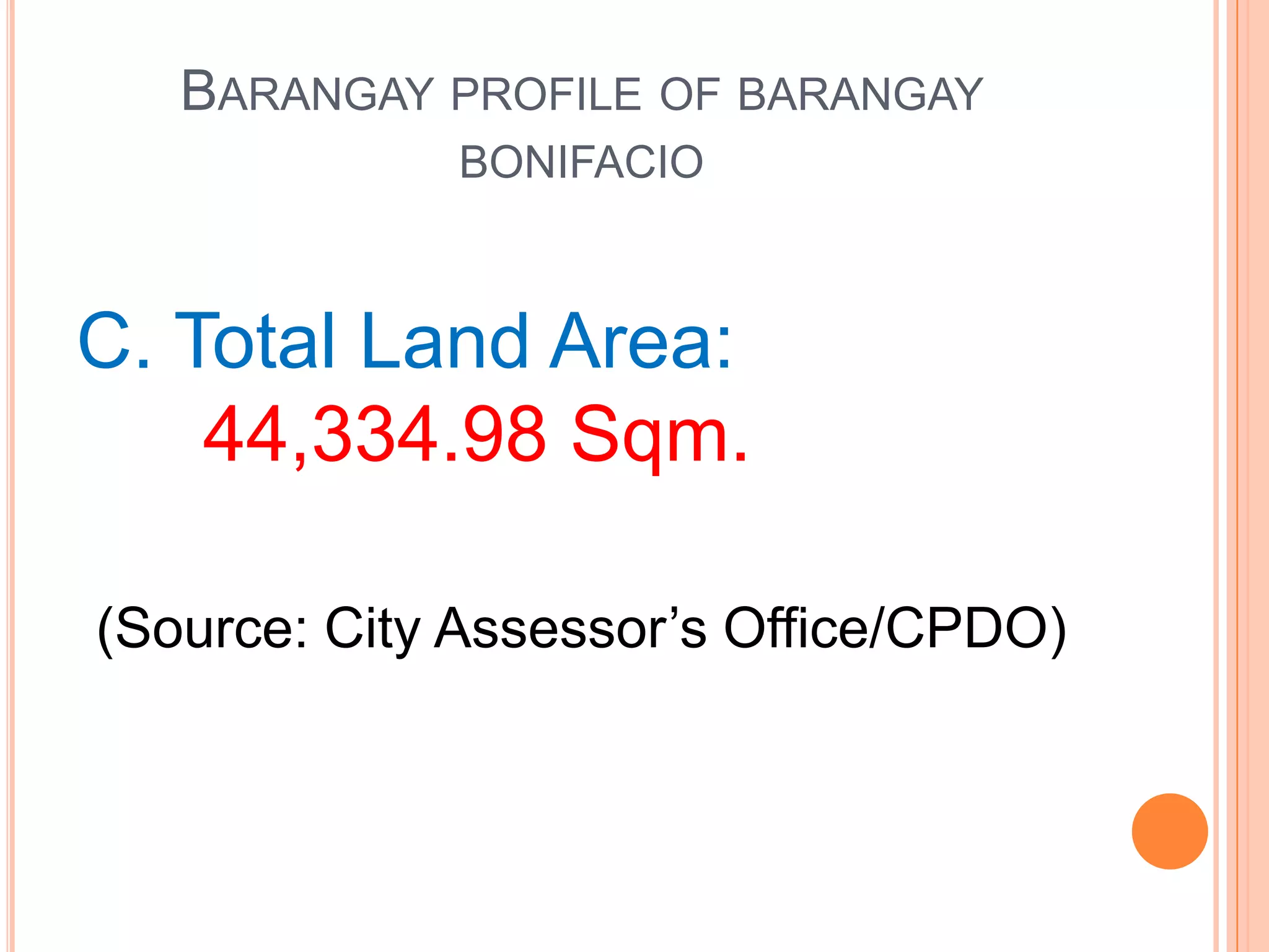 Barangay profile of barangay bonifacio | PPTX