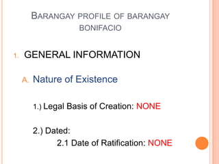 Barangay profile of barangay bonifacio | PPTX