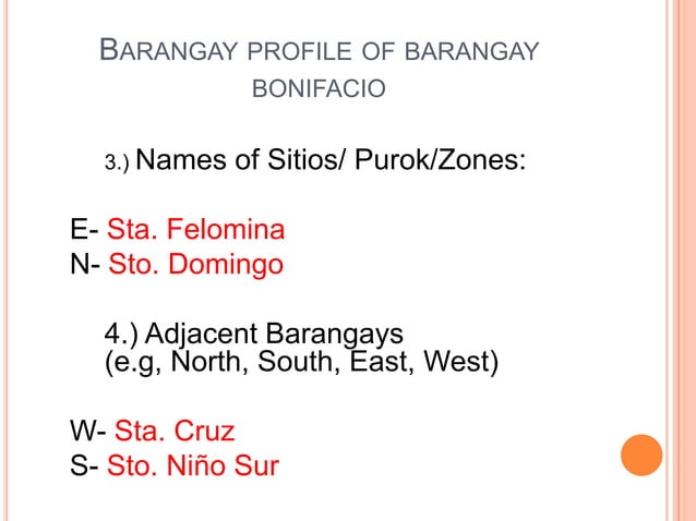 Barangay profile of barangay bonifacio | PPTX | Gardening | Home & Garden