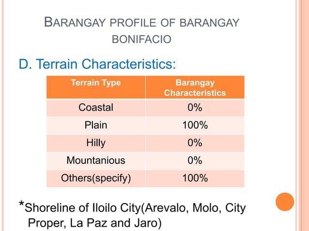 Barangay profile of barangay bonifacio | PPTX | Gardening | Home & Garden