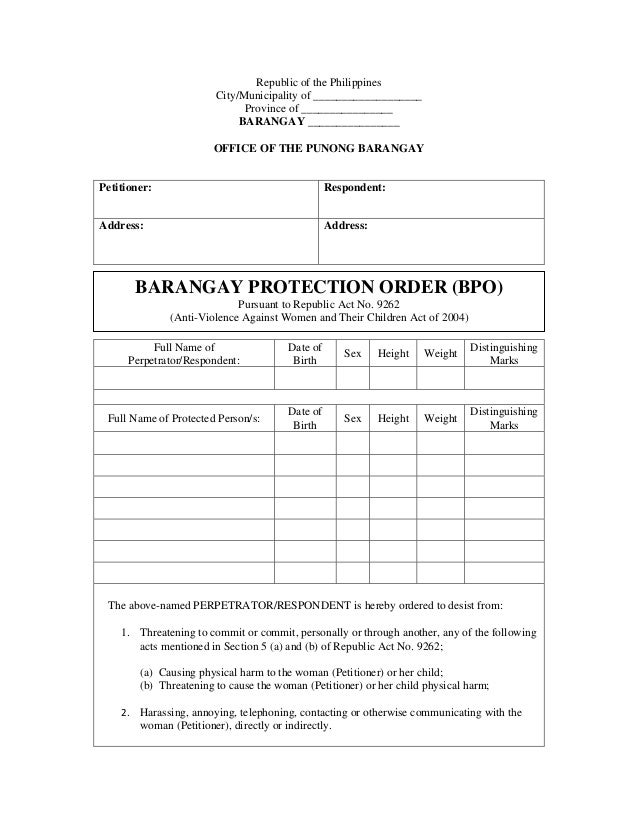 Barangay protection order