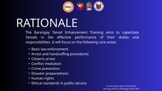 Barangay Tanod PPT. A Rationale regardin | PPTX