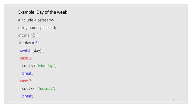 Switch case in C++ | PPTX | Programming Languages | Computing