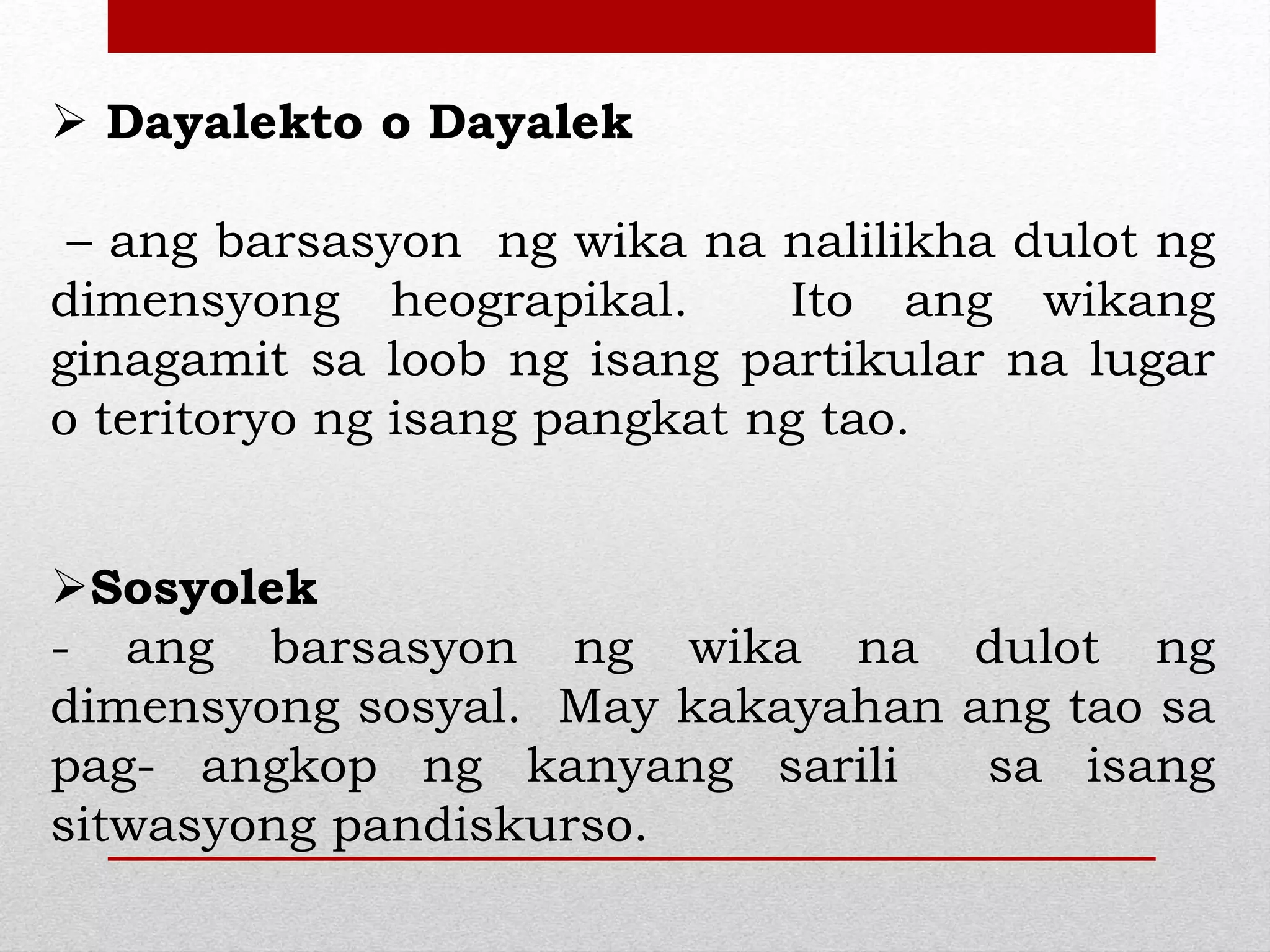 Barayti at antas ng wika | PPTX