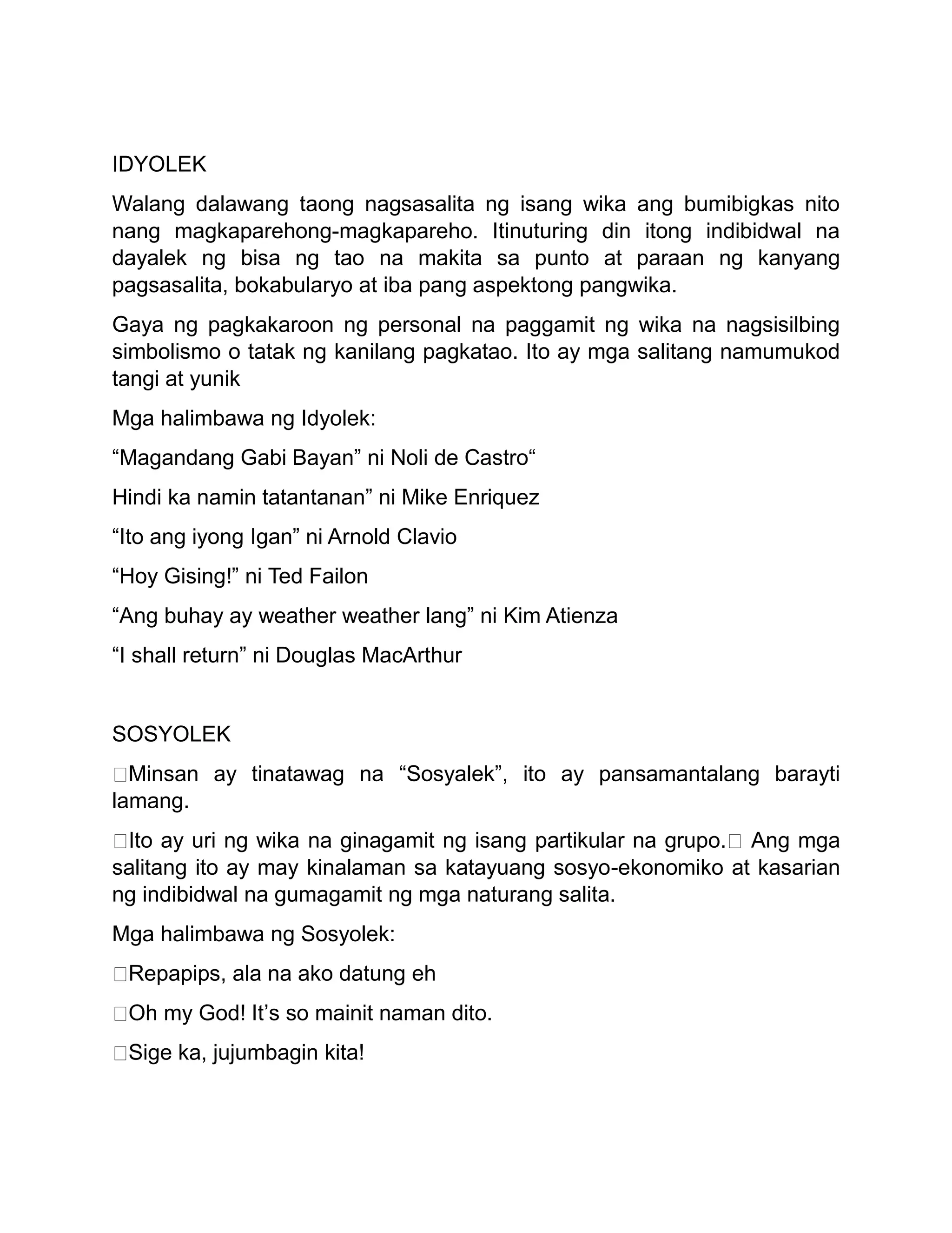 BARAYTI NG WIKA AYON SA PANANALIKSIK SA PILIPINAS | DOCX