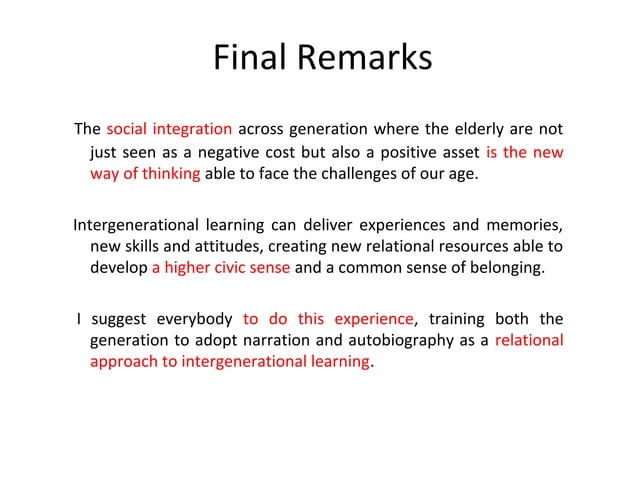A relational approach to intergenerational learning | PPT