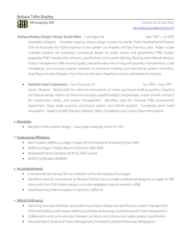 Barbara Bradley Resume 1 2011 | PDF