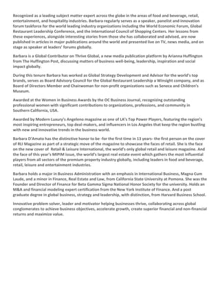 Barbara D'Amato CV | PDF | Business Administration | Business