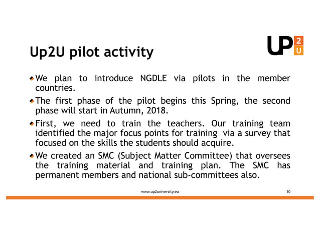 Overview on Up2U project and pilot activity | PPT